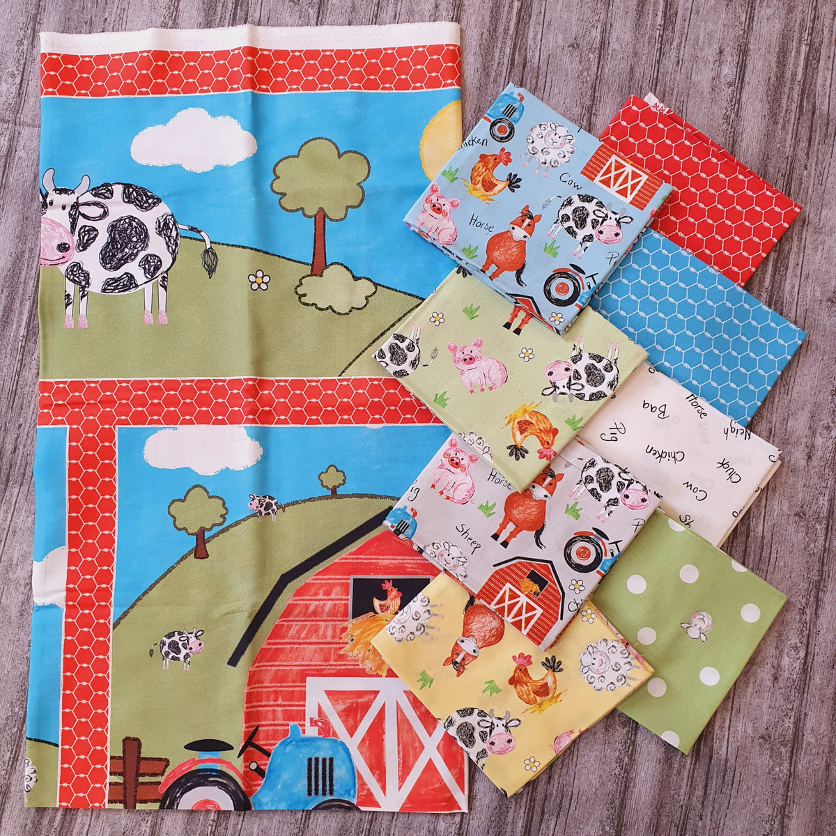 Coloring on the Farm ~ Fat Quarter Bundle 9pc + Panel | The Fabric Farm