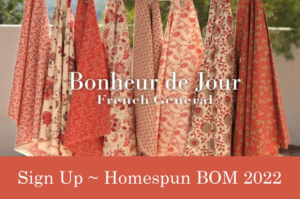 Homespun BOM 2022 ~ Bonheur de Jour by Kaari Meng | The Fabric Farm