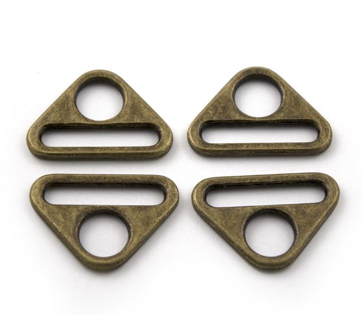 Triangular Ring ~ Antique Brass ~ 25mm 4pk | The Fabric Farm